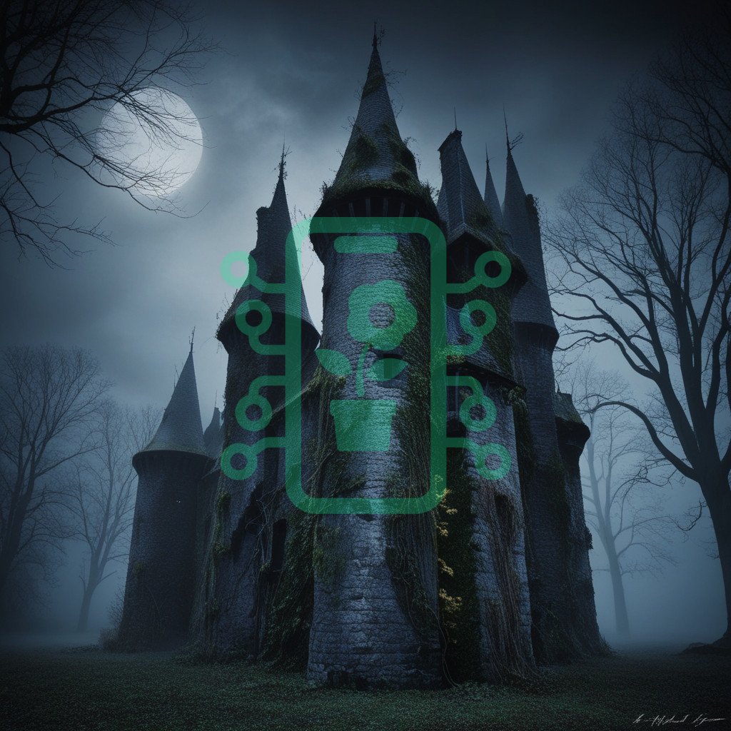 Haunted Castle Under Full Moon | AI-Generated Image | AIpicMarket