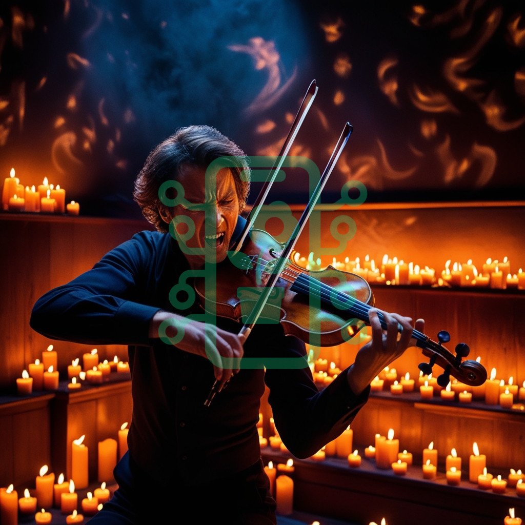 Passionate Violin Performance in a Candlelit Setting | AI-Generated ...